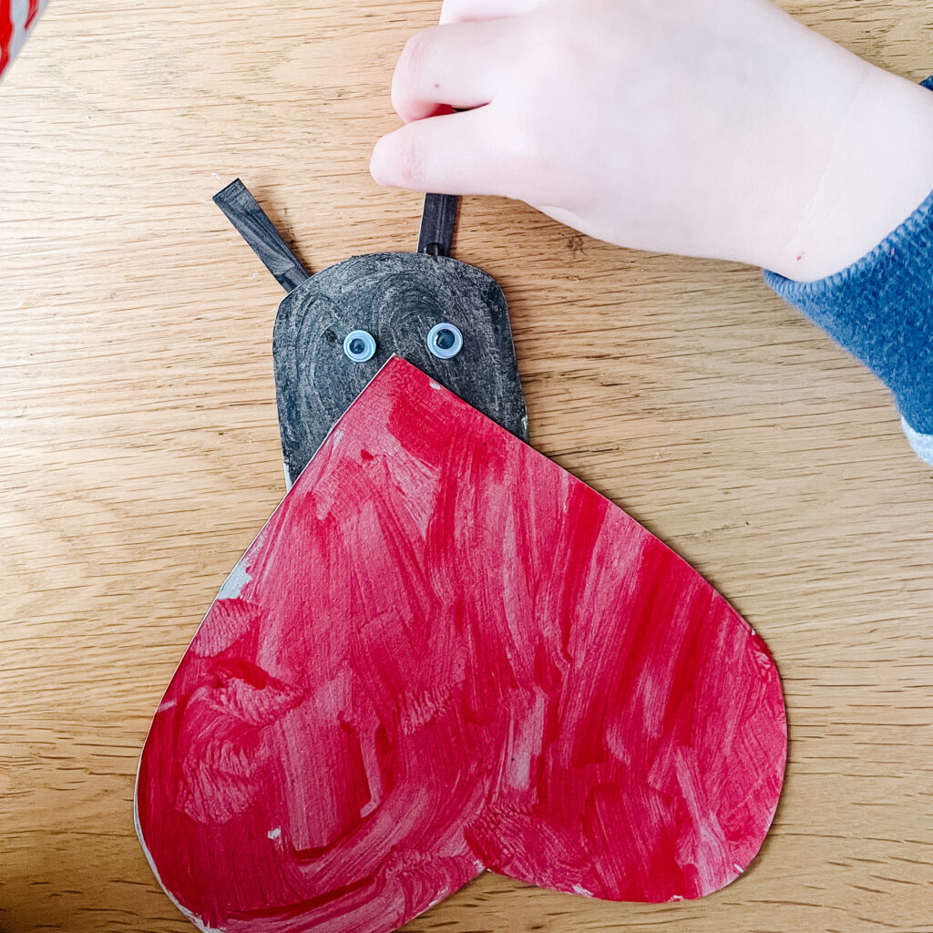 Cardboard Heart Ladybug Craft