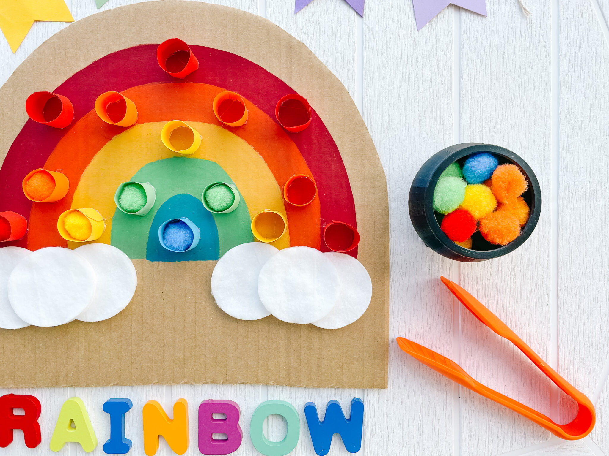 Rainbow Pompoms Sorting and Counting Activity