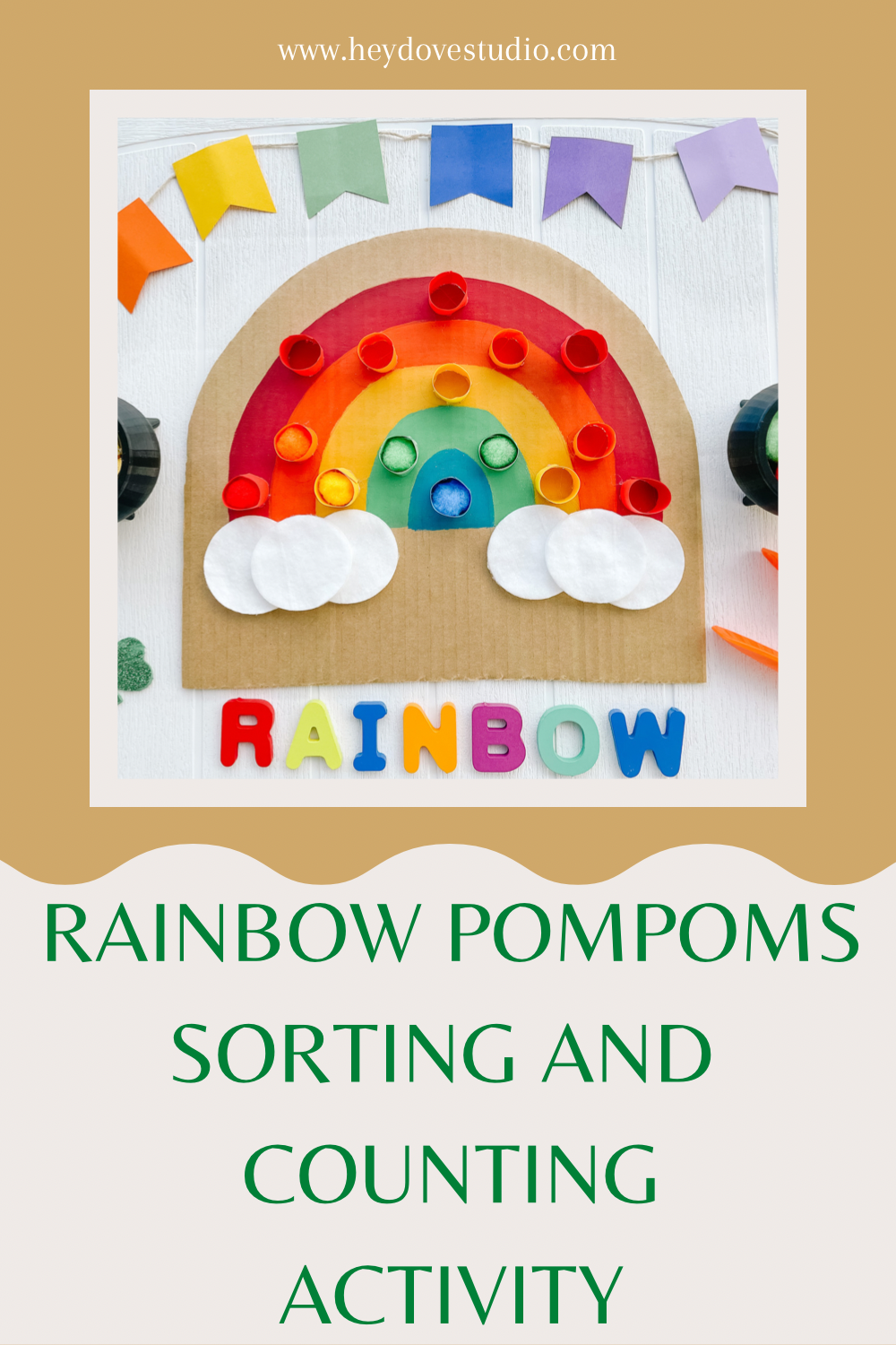 Rainbow Pompoms Sorting and Counting Activity