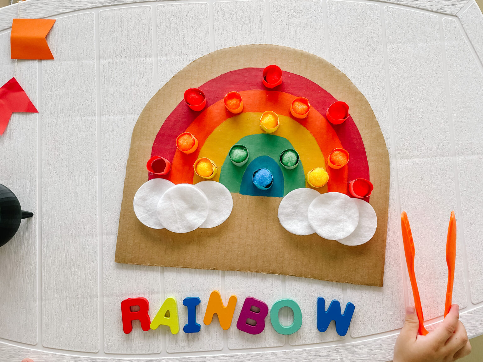 Rainbow Pompoms Sorting and Counting Activity