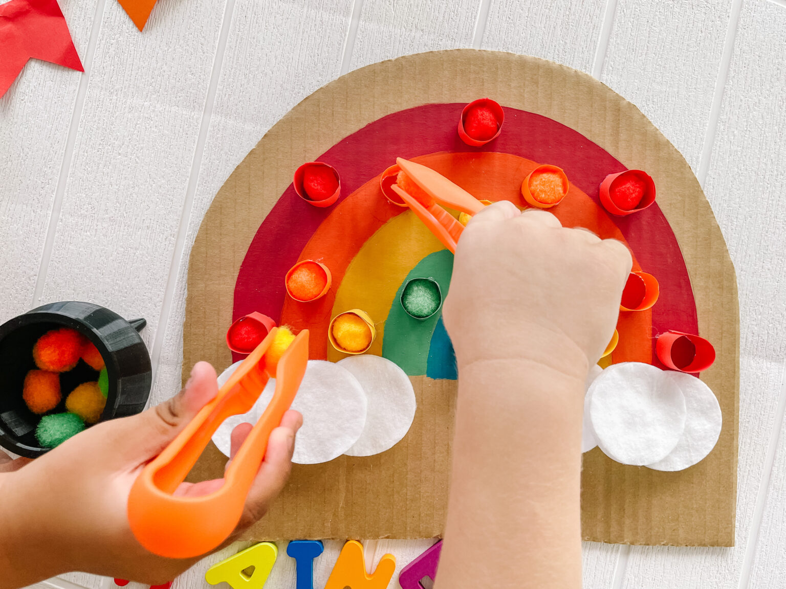 Rainbow Pompoms Sorting and Counting Activity