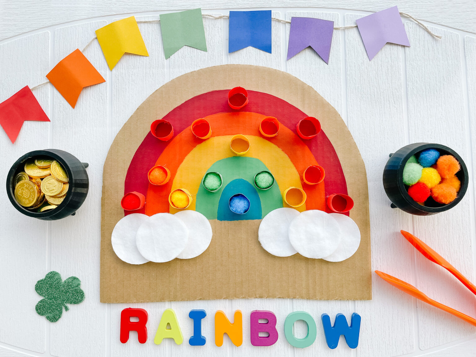 Rainbow Pompoms Sorting and Counting Activity