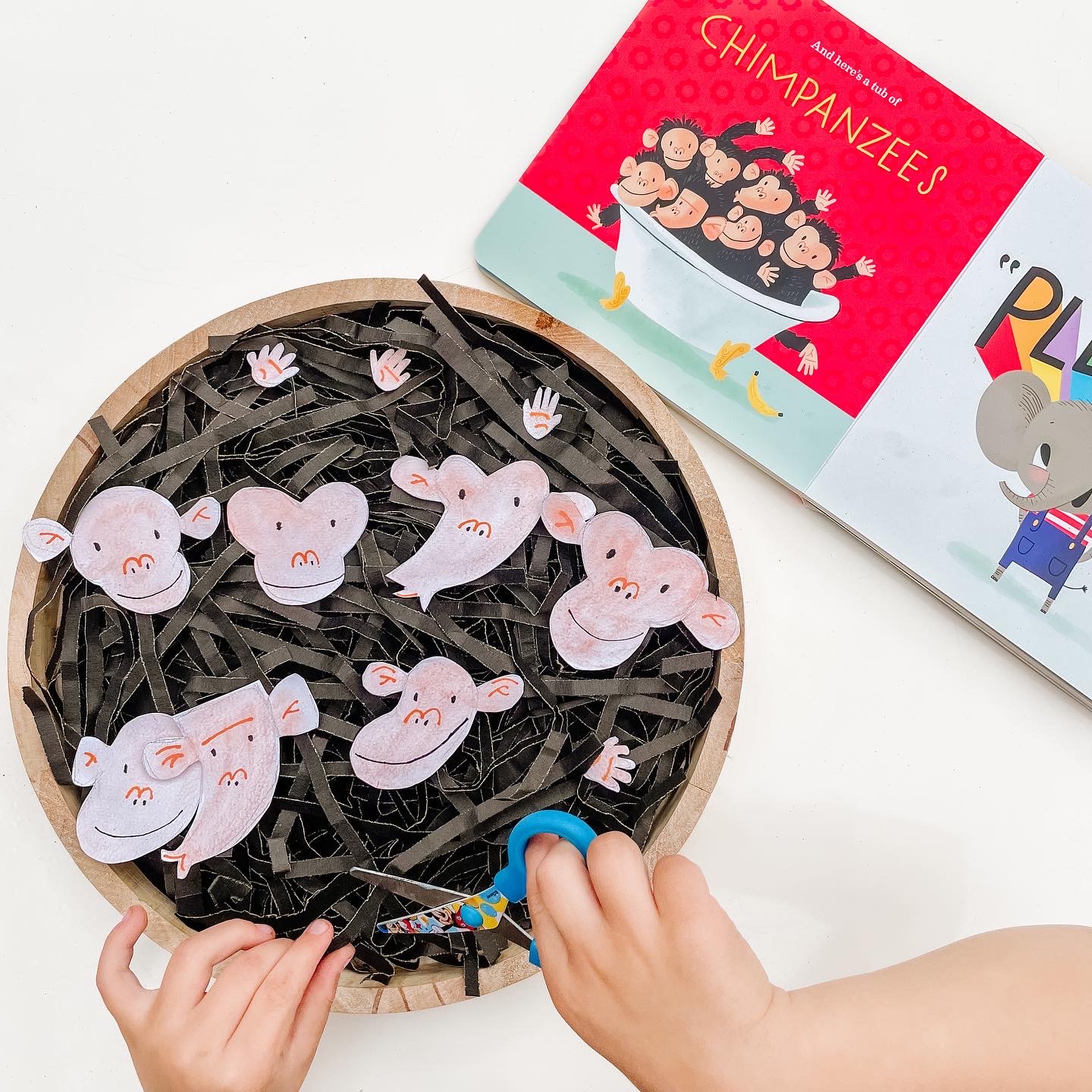Chimpanzees Cutting Activity Tray