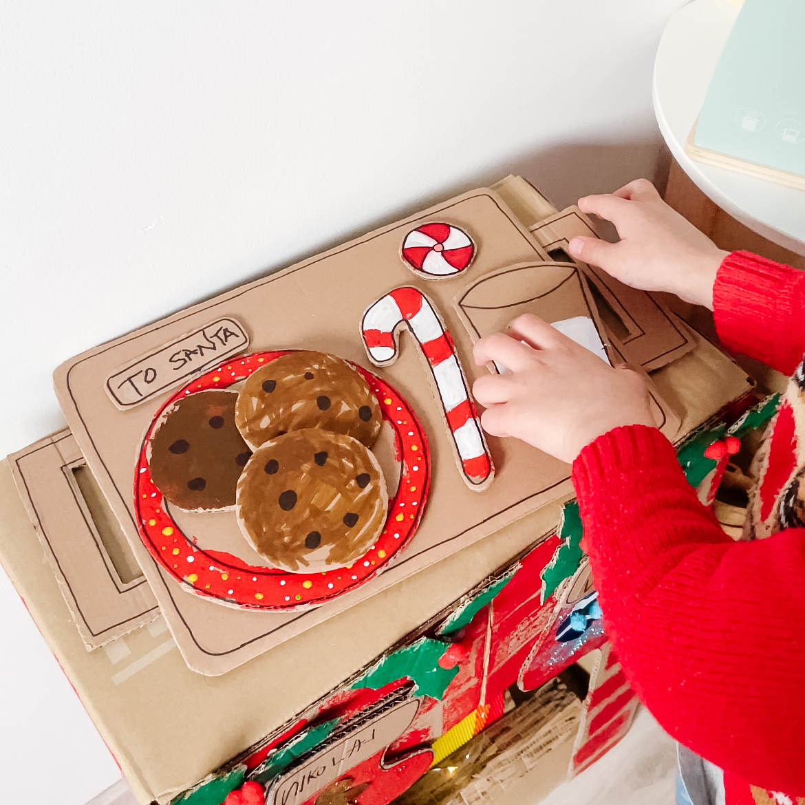 Cardboard Cookies and Milk for Santa